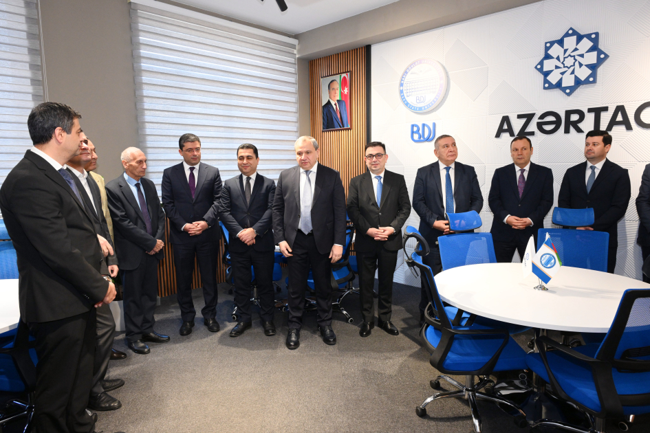 Opening of a special study hall for the Azertag news agency at Baku ...